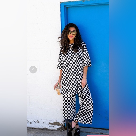 Dressed in LALA | Pants & Jumpsuits | Checkered Black And White Womens Jumpsuit | Poshmark